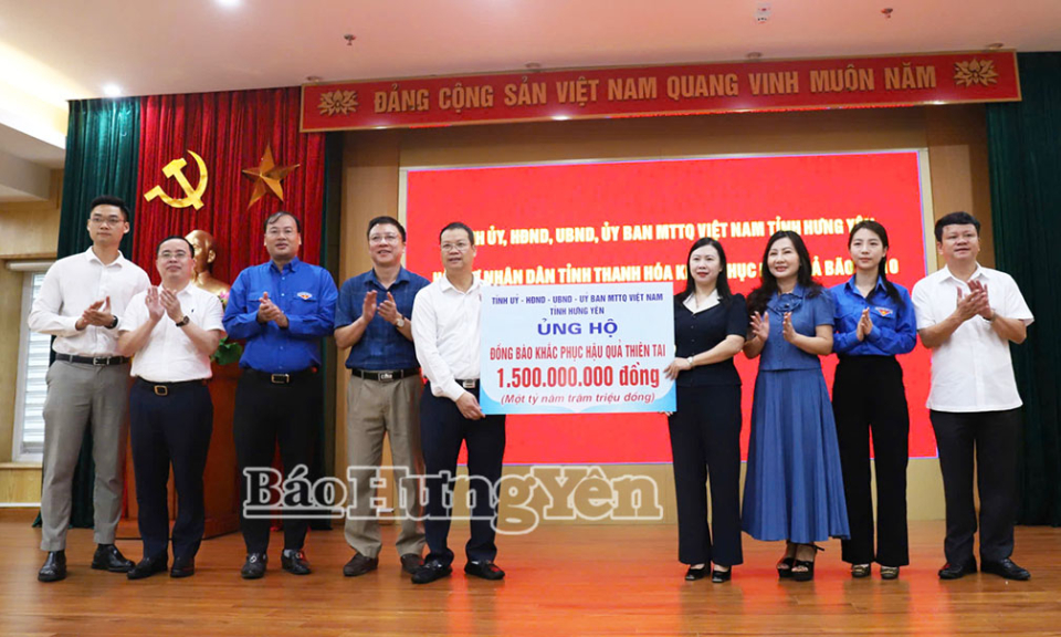 Die Provinz Hung Yen hat 5,5 Milliarden VND gespendet, um die Provinzen Thanh Hoa und Ha Tinh ...