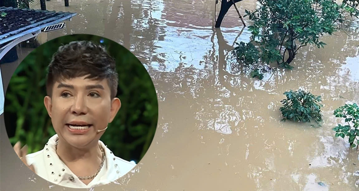 Record-breaking rain in Hue one day, singer Long Nhat hugs his father shivering in the dark