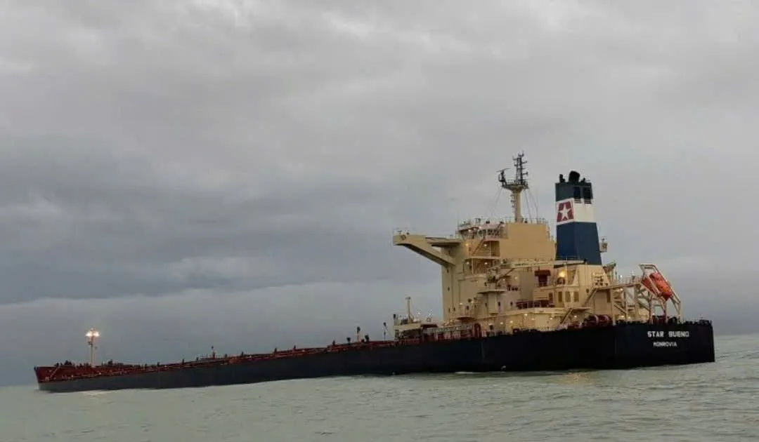 A ship carrying over 174,000 tons of ore ran aground in the waters off ...