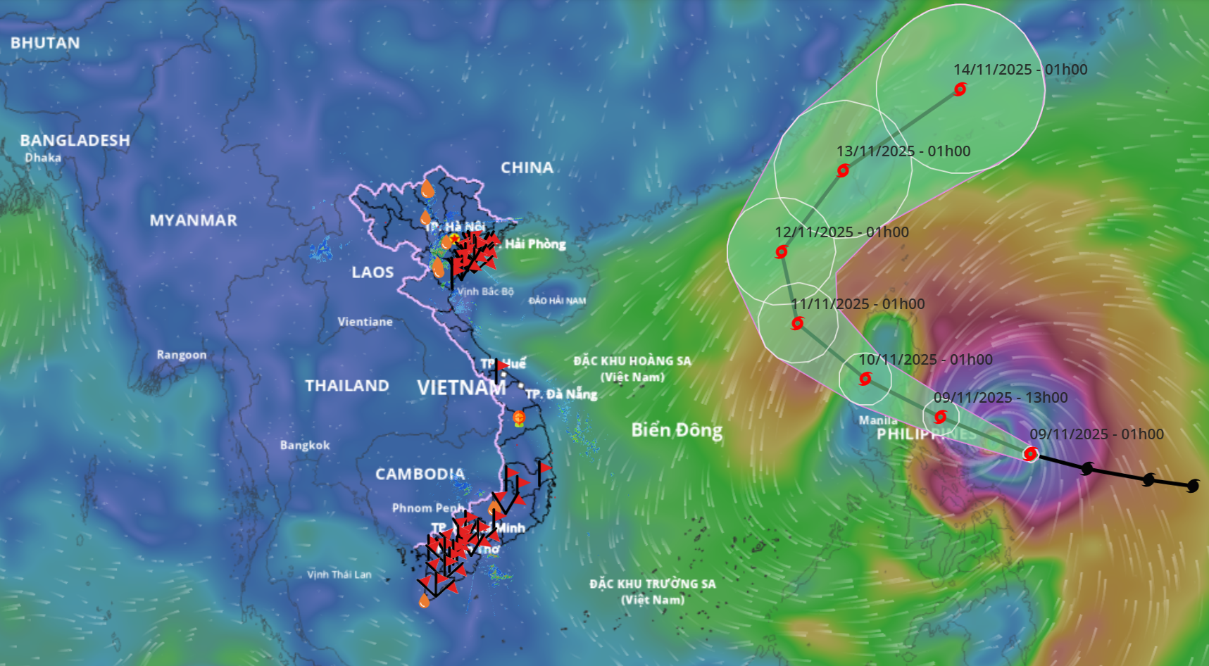 El tifón Fung-Wong se desplazará hacia el norte sobre el Mar del Noreste.