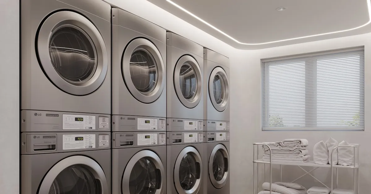 LG DD coin type industrial laundry solution for commercial and service use.