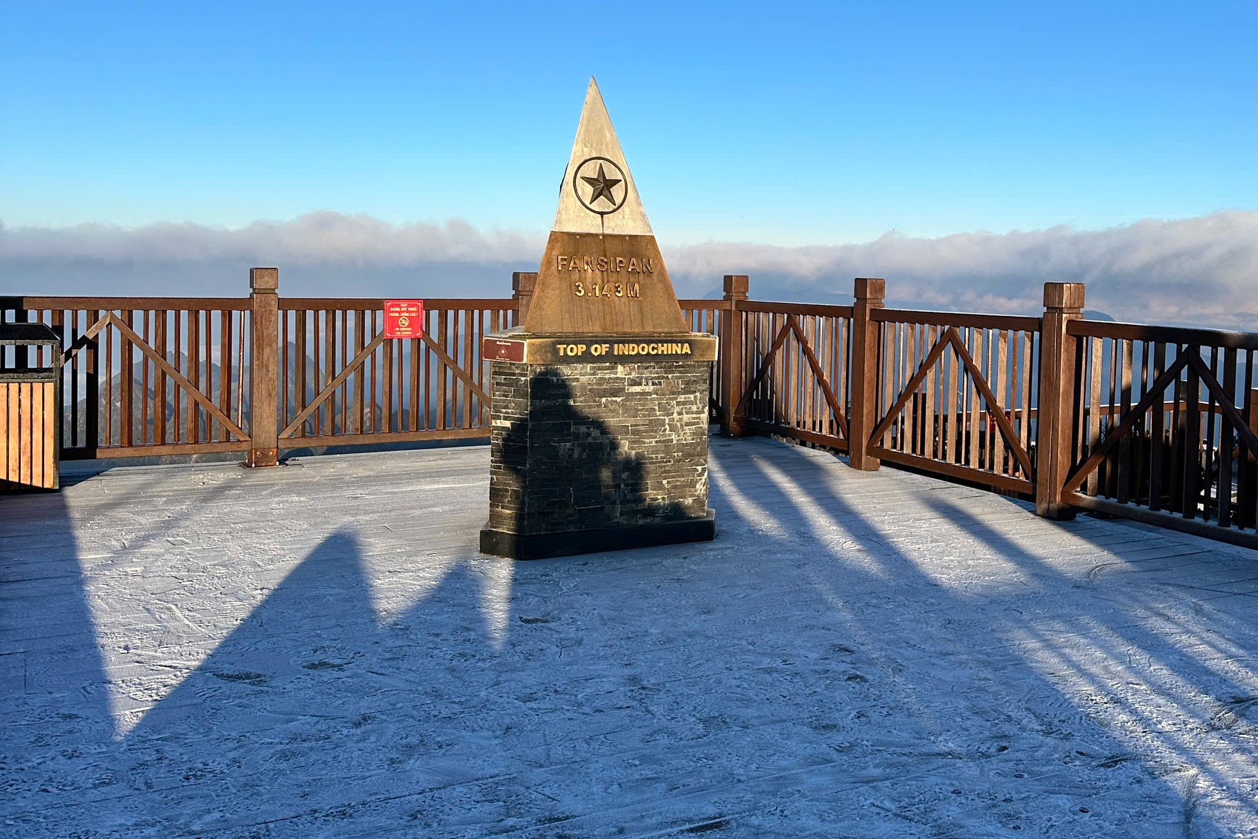 The thickest snow and ice of the season blankets the summit of Fansipan.
