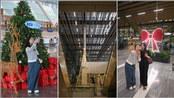 Tan Son Nhat T3 terminal is ablaze with color during the festive season.