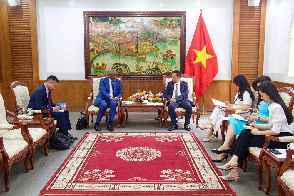 Thứ trưởng Hoàng Đạo Cương tiếp ứng cử viên Tổng Giám đốc UNESCO Firmin ...