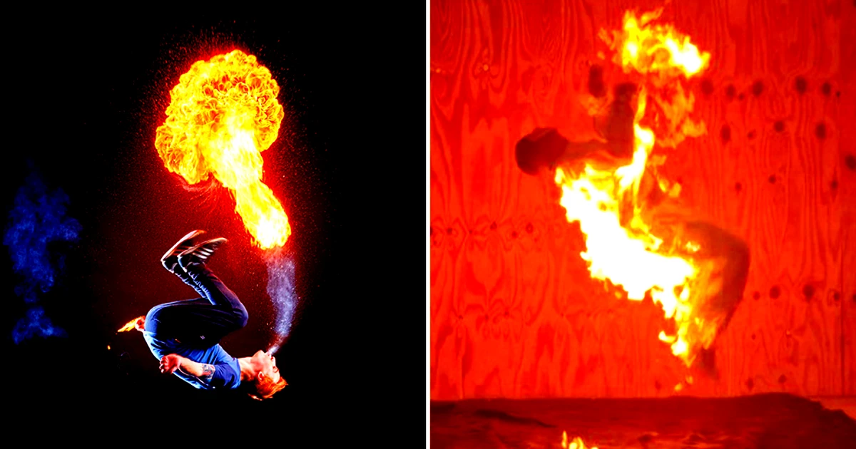 "Fire Man" dares to somersault, enters Guinness World Record