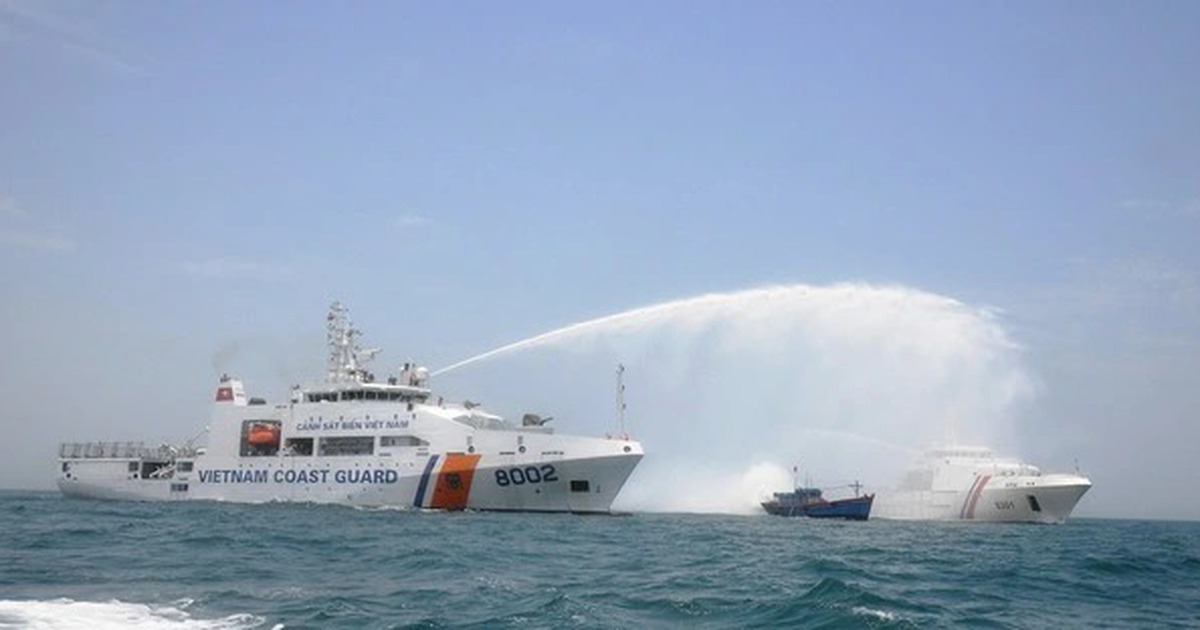 Two modern Coast Guard ships operating on the same day participate in ...