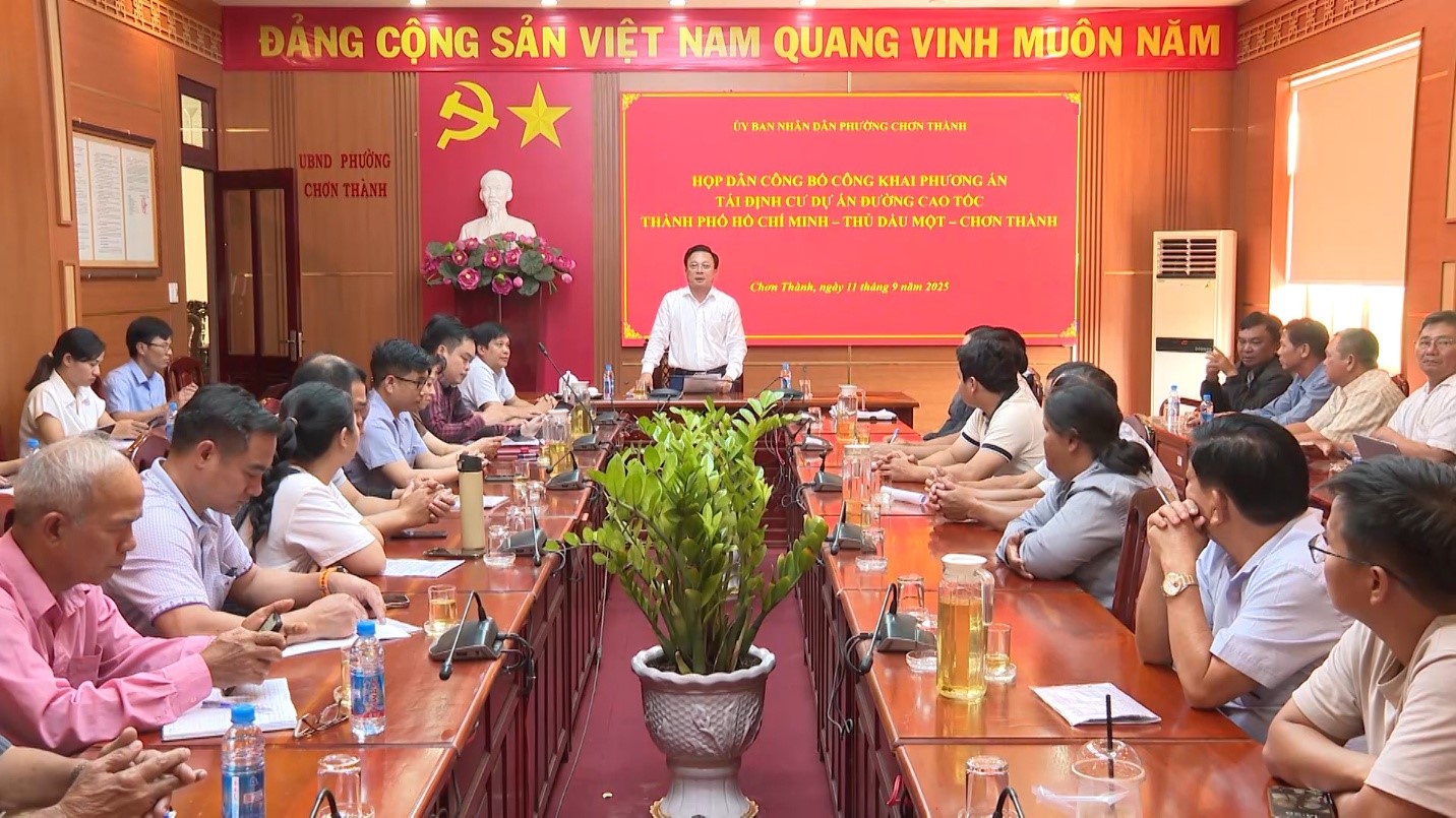 Le quartier de Chon Thanh a annoncé publiquement le plan de ...