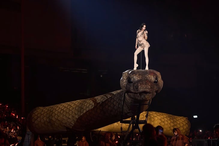 Jolin Tsai brings a golden pig and a giant python, showering the ...