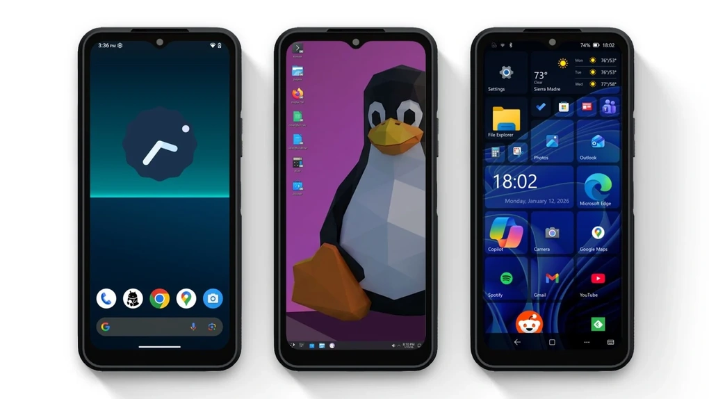 Telefon aynı anda Android, Linux ve Windows 11 işletim sistemlerini ...