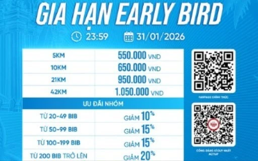 Tien Phong Marathon 2026: Forlenget tilbud om tidlig påmelding