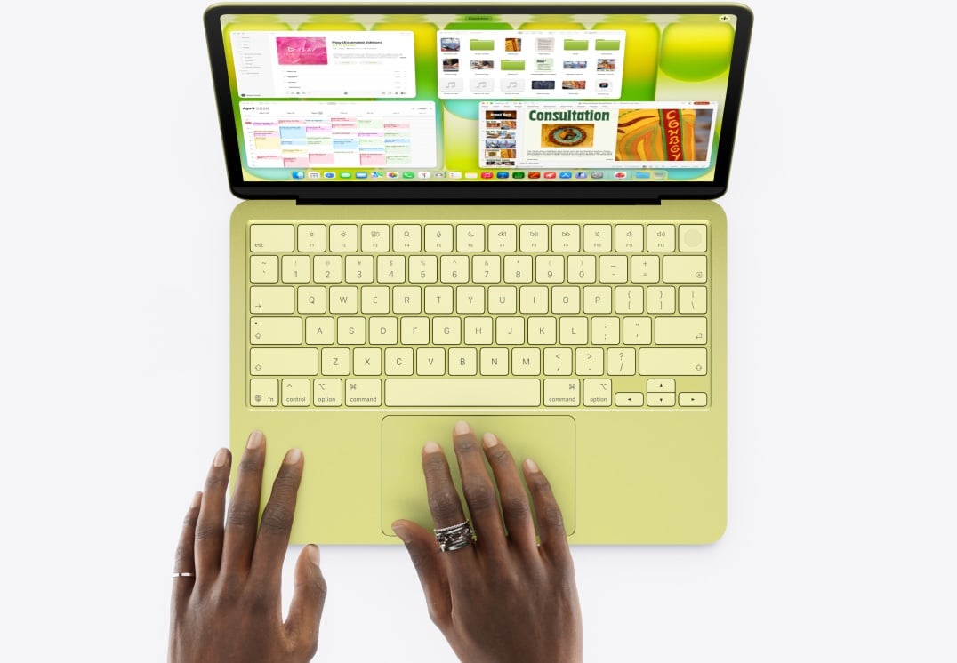 The MacBook Neo arrives in a range of vibrant colors, from soft pink to ...