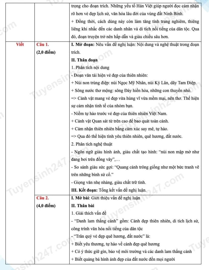 Compilation of answers for the 2026 entrance exam to grade 10 in Khanh ...